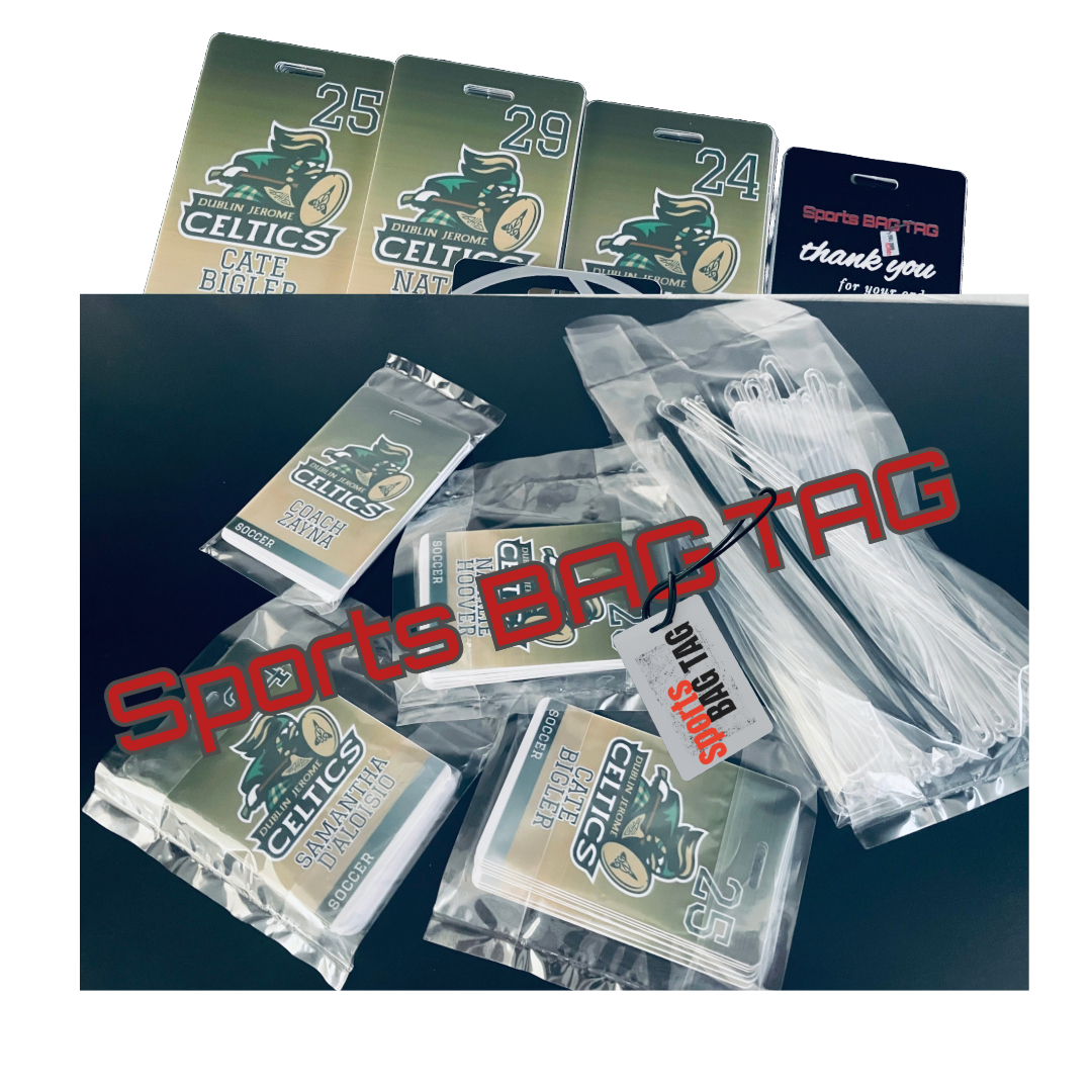 Custom Sports Bag Tags - personalized team name tags